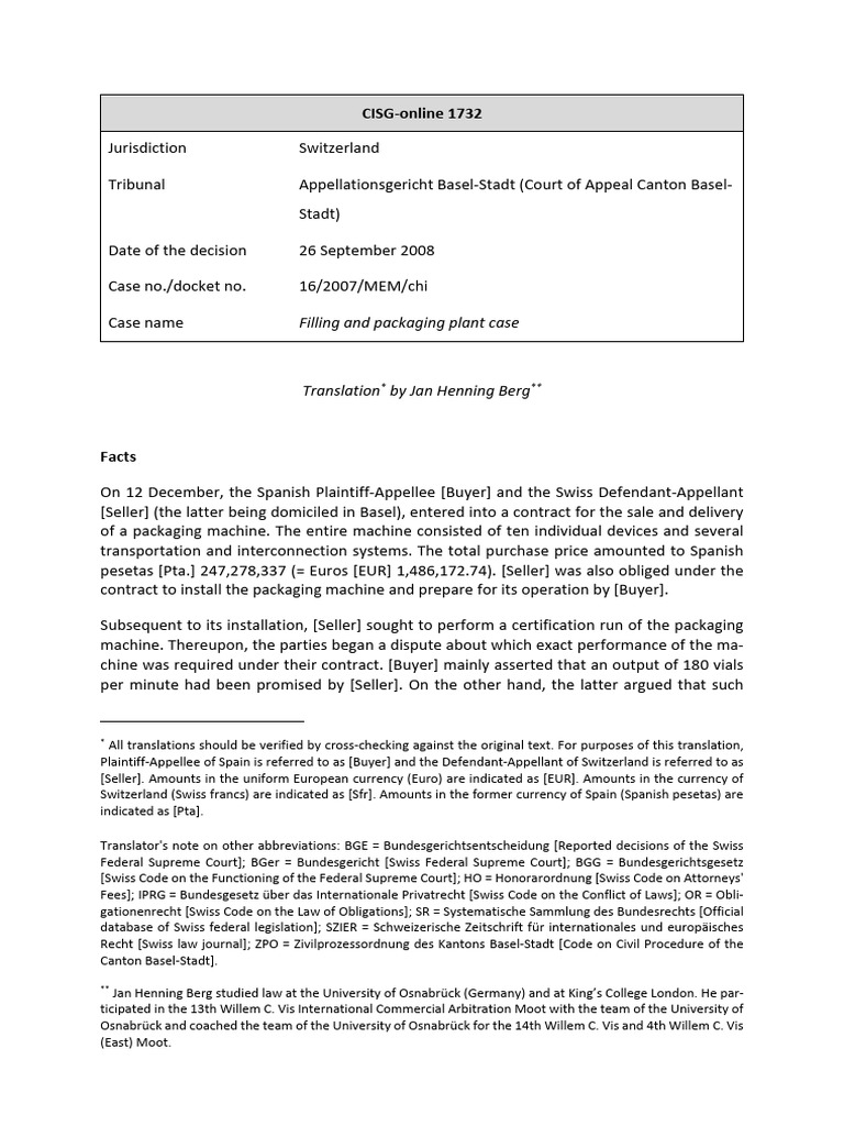 CISG-online 1732 | PDF | Appeal | Judgment (Law)