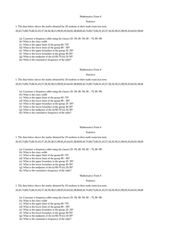 Statistics for Form 4 Mathematics | PDF | Mathematics | Applied Mathematics