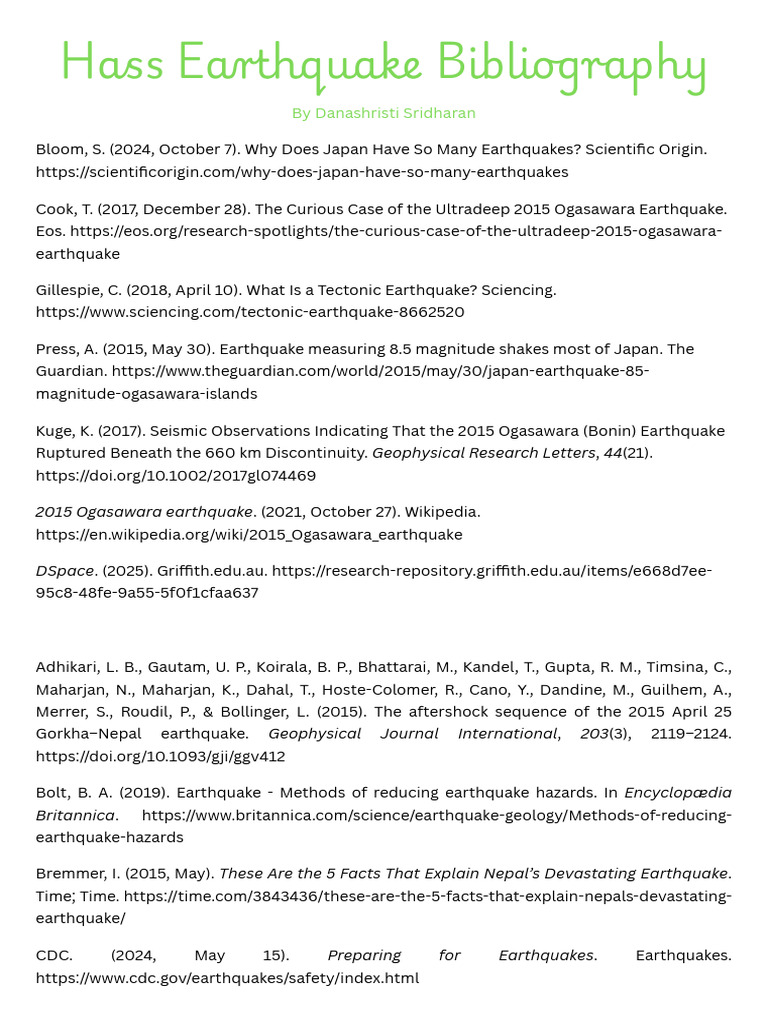 Hass Earthquake Research References | PDF | Earthquakes | Geological ...