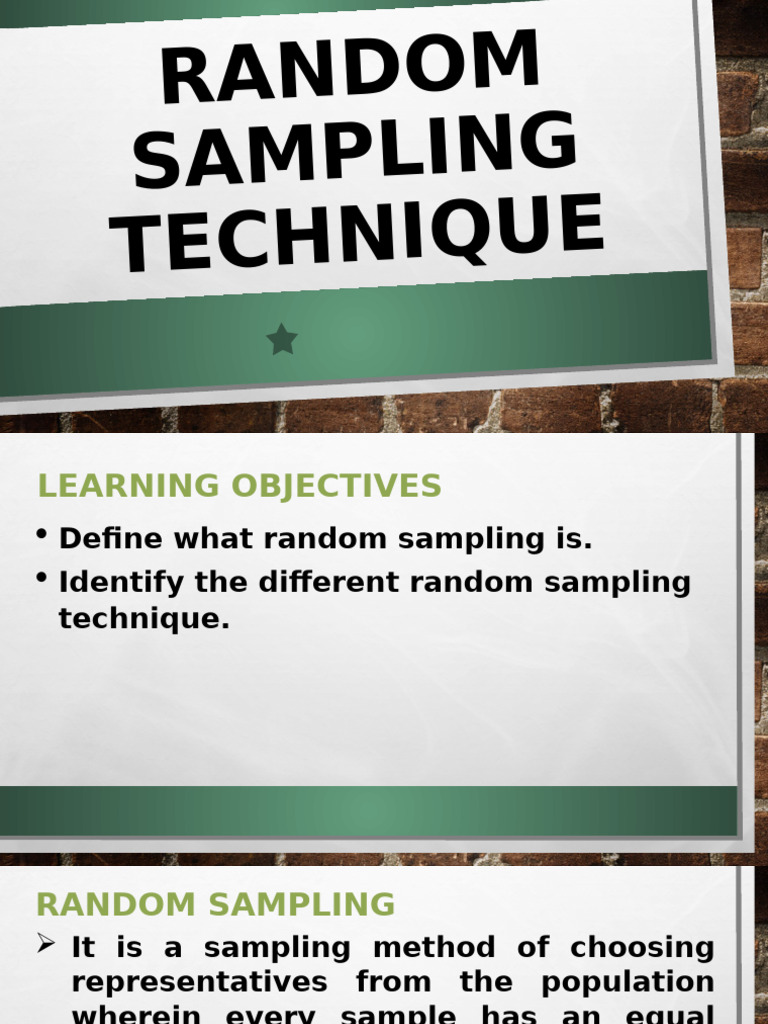 Overview of Random Sampling Techniques | PDF | Sampling (Statistics ...