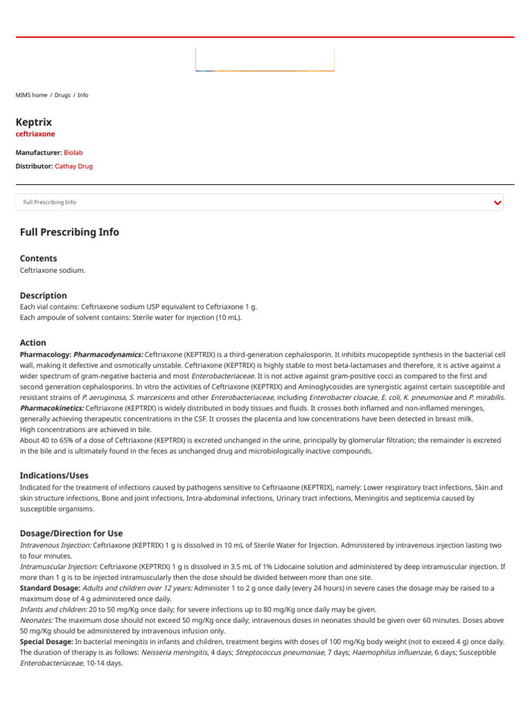 Keptrix - Dosages and Ingredients - Full Prescribing Info - MIMS ...