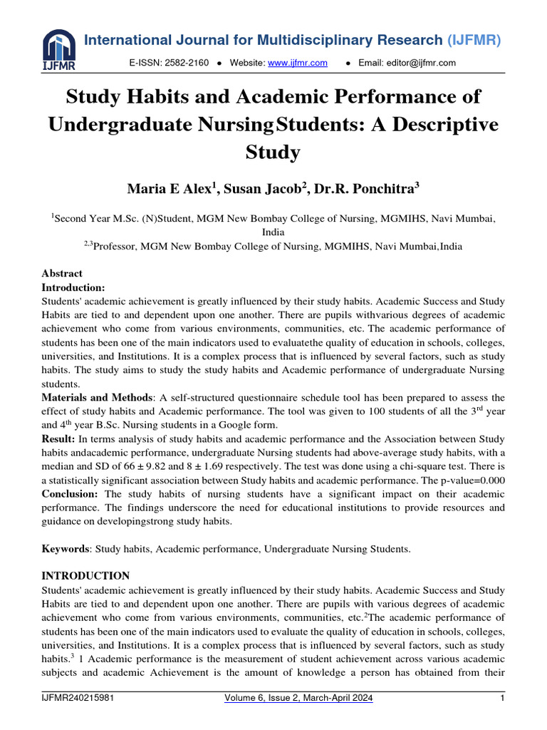 Study Habits and Academic Performance of | PDF | Validity (Statistics ...