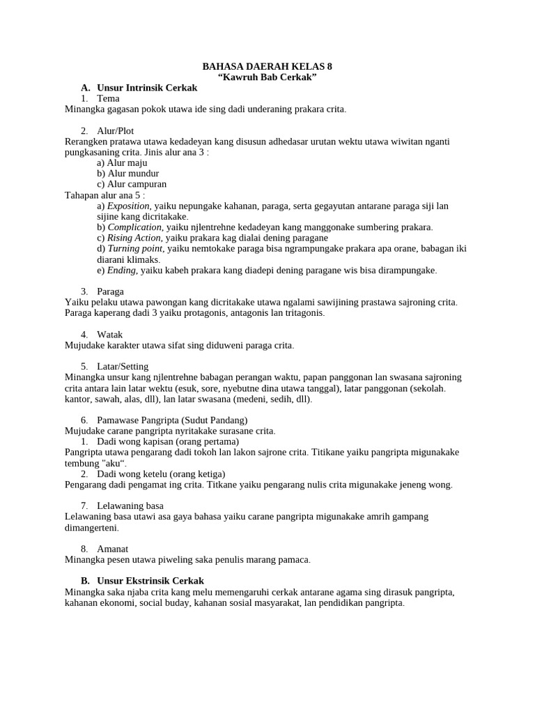 Bab Cerkak Kelas 8 | PDF