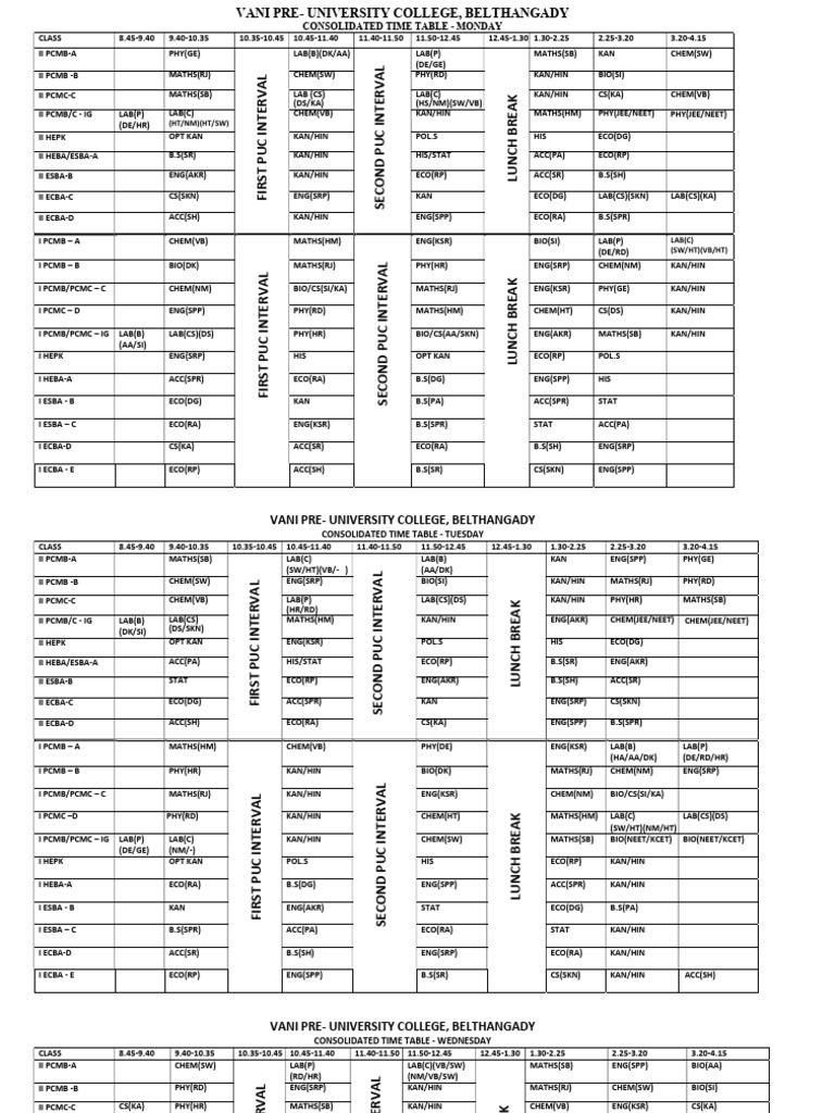 Time Table-2025-26 | PDF