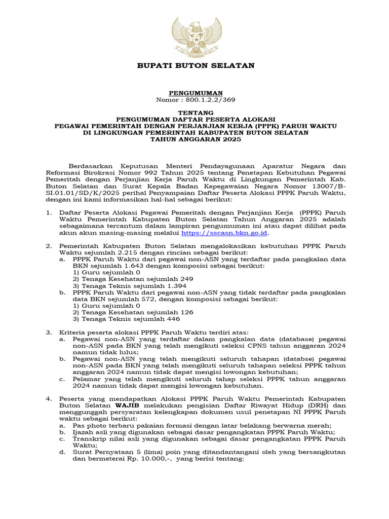 Pengumuman PPPK PW + Lampiran - Signed | PDF