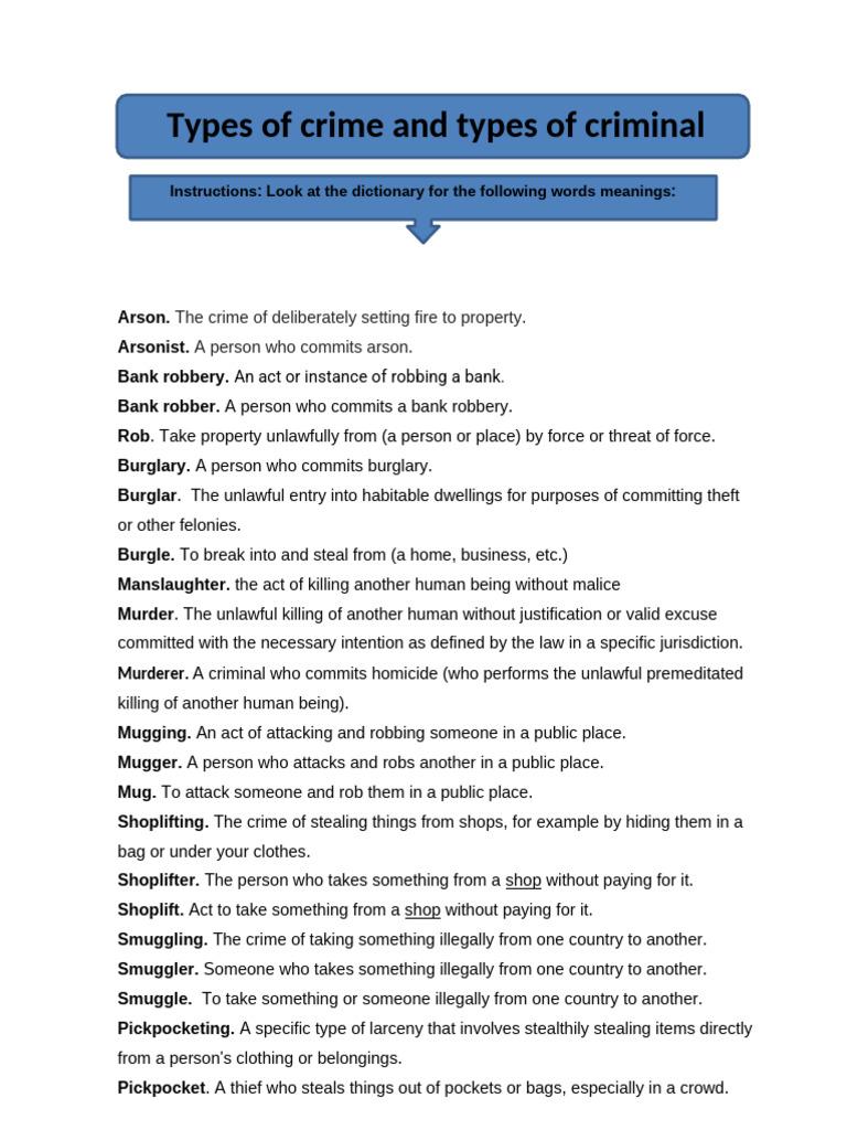 DAMRG - Types of Crime and Types of Criminal | PDF | Burglary | Robbery