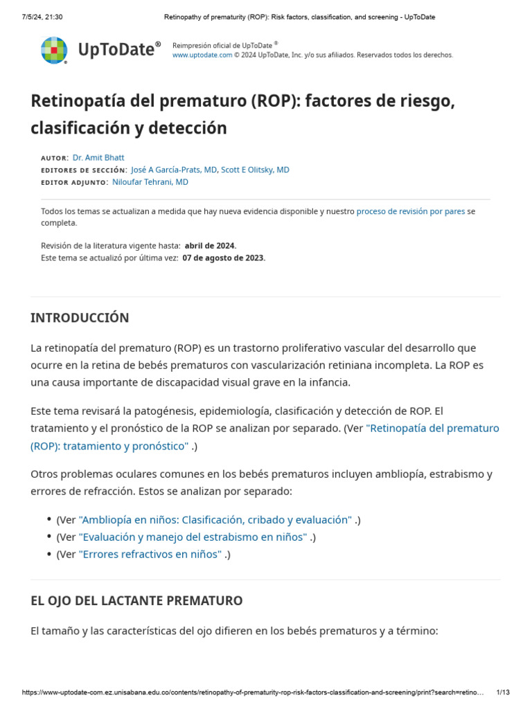 Retinopathy of Prematurity (ROP) - Risk Factors, Classification, and ...