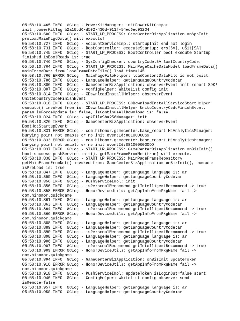 GameCenter Startup Log Analysis | PDF | Internet Standards | Computing