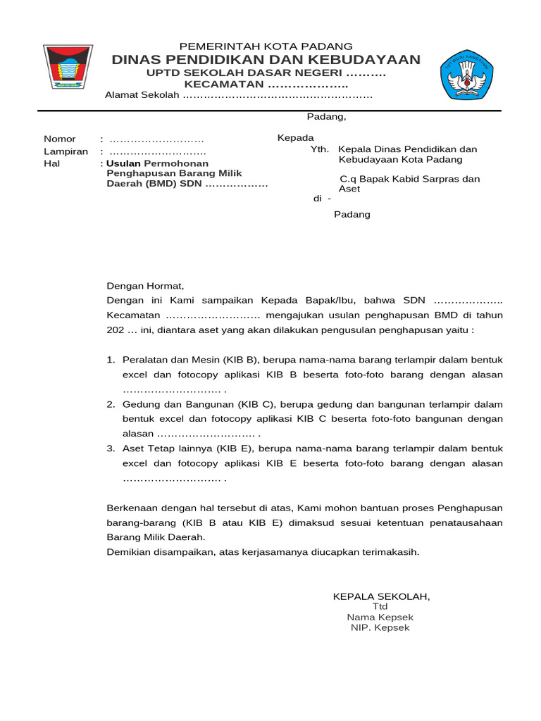 Usulan Penghapusan BMD SDN Padang | PDF