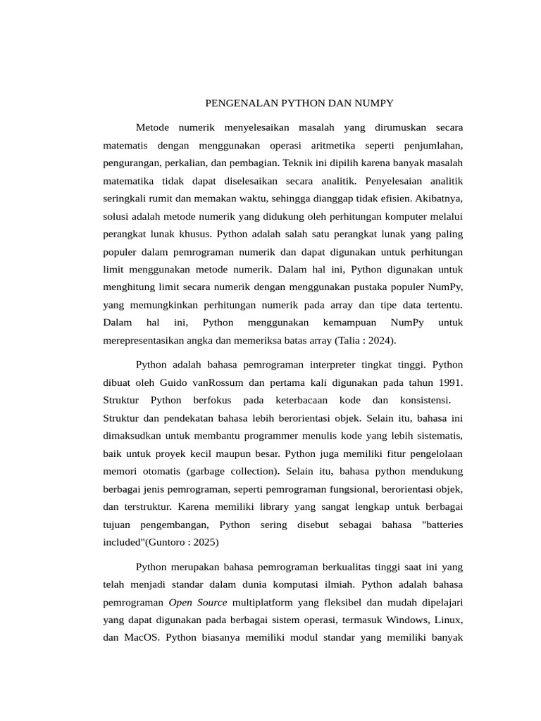 Pengenalan Python Dan Numpy | PDF