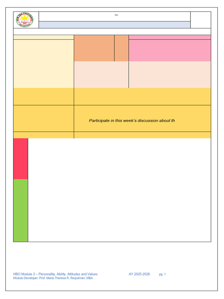 HBO Module 3 - Personality, Ability, Attitudes and Values 2025 | PDF | Extraversion And ...
