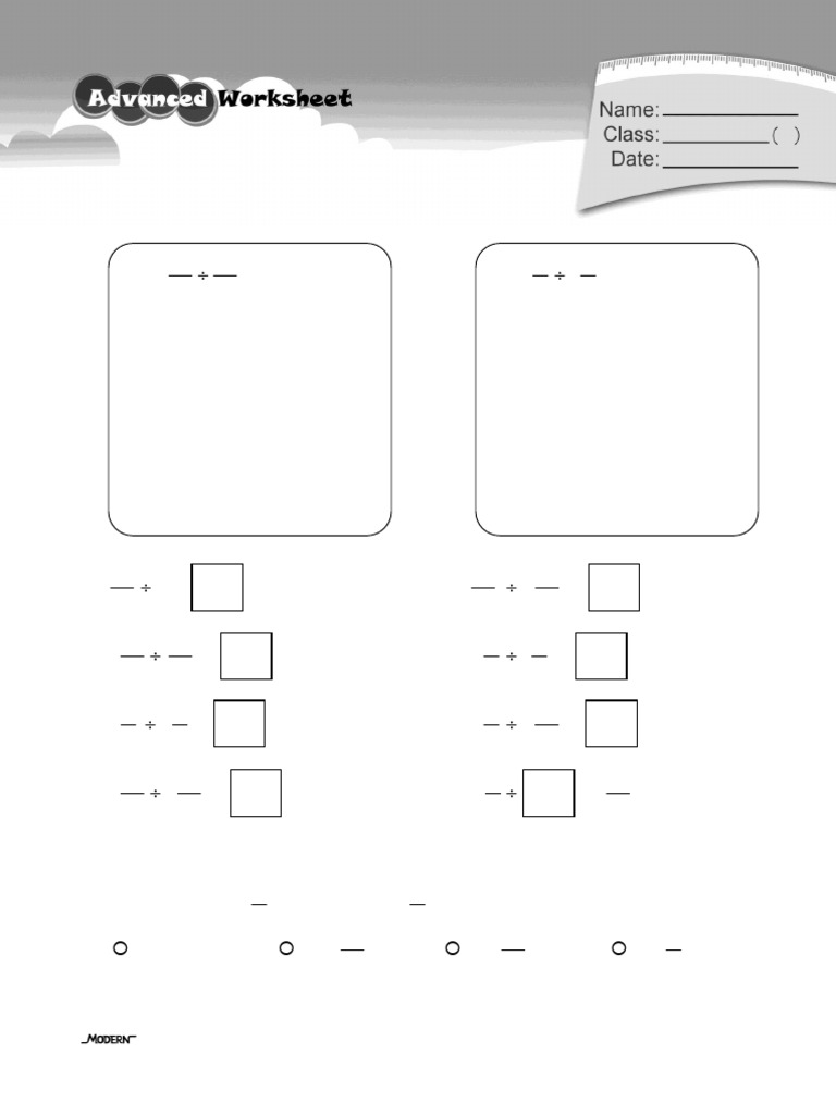 5D8-10 Fractions Advanced | PDF | Division (Mathematics) | Chess Openings