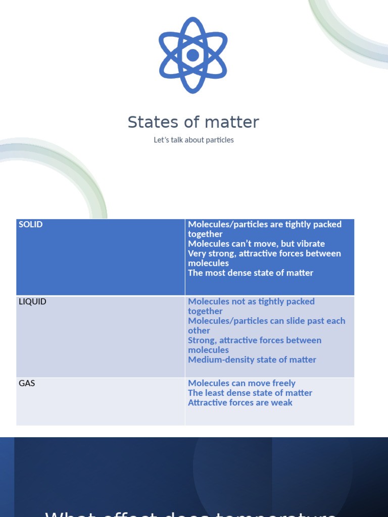 Behavior of Particles in Matter States | PDF