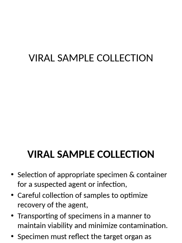 Viral Sample Collection Guidelines | PDF | Infection | Virus