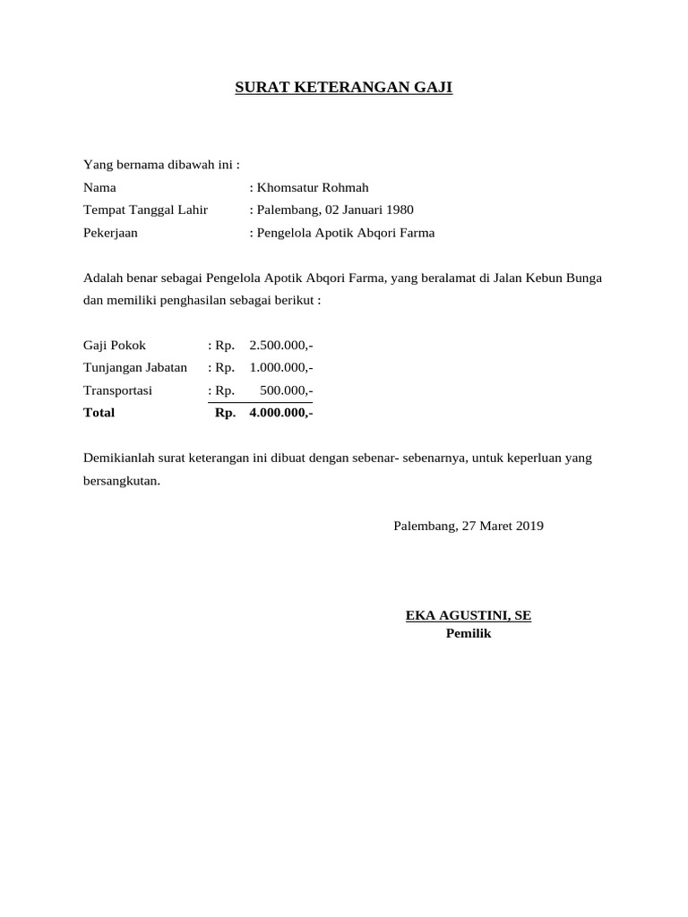 Surat Keterangan Gaji | PDF