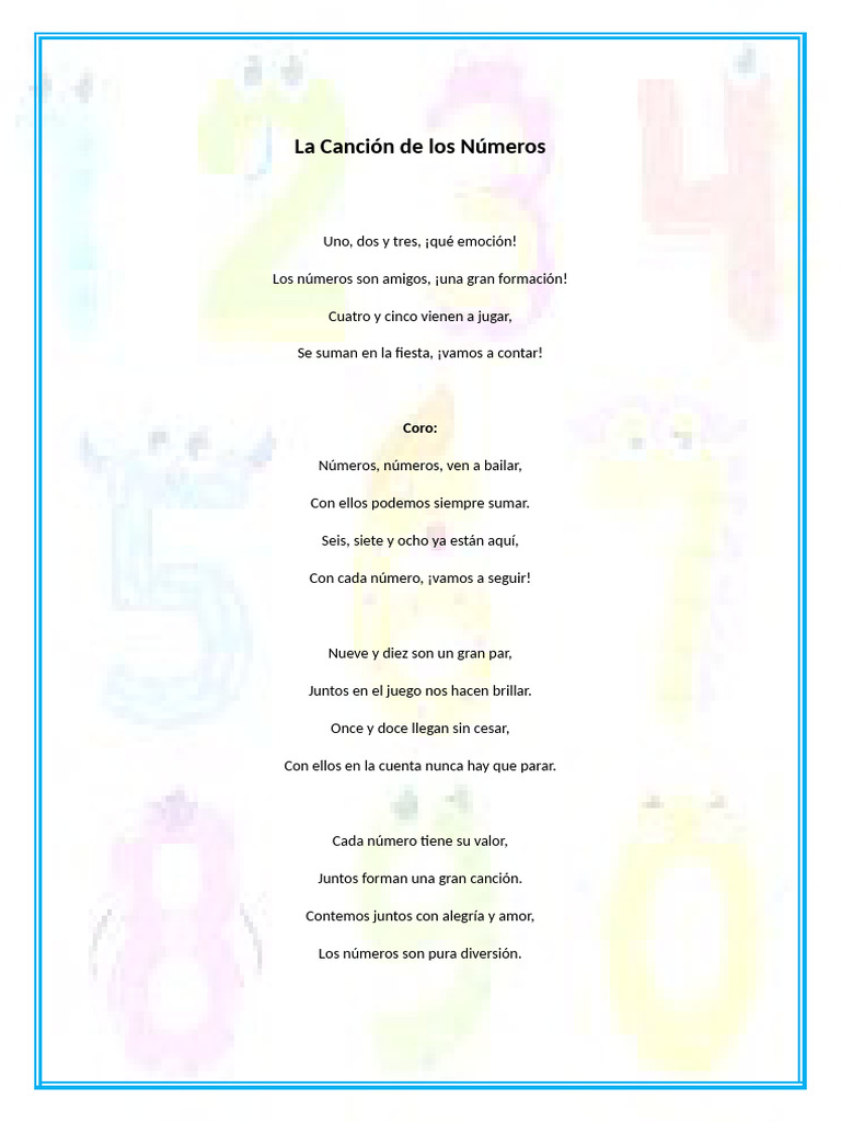 Canción Divertida de los Números | PDF