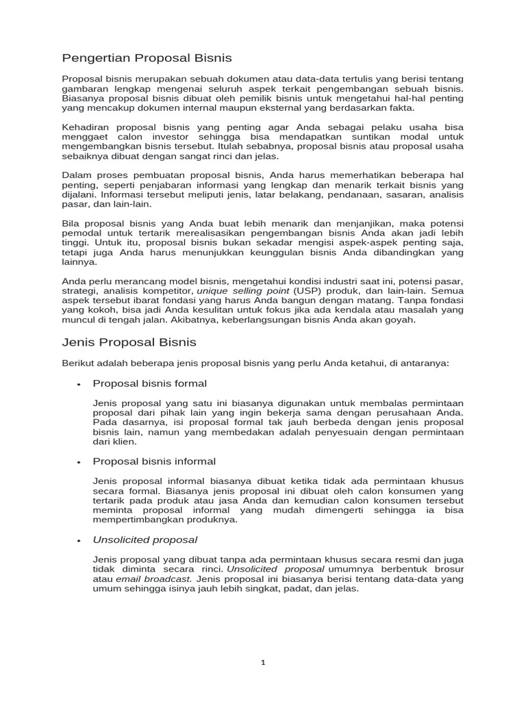 Pengertian Proposal Bisnis | PDF