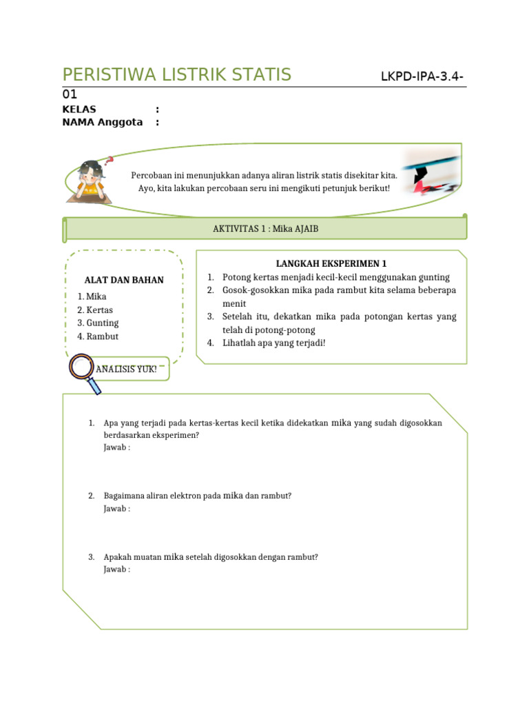 LKPD Listrik Statis Kelas 9 | PDF
