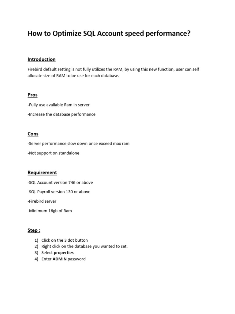 Optimize SQL Account Performance Guide | PDF