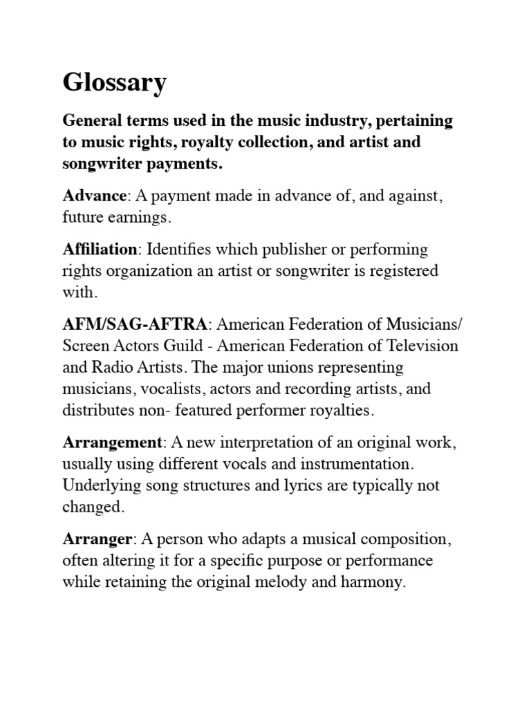 Music Industry Terms and Definitions | PDF | Musical Compositions ...
