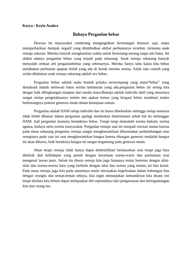 Bahaya Pergaulan Bebas pada Remaja | PDF