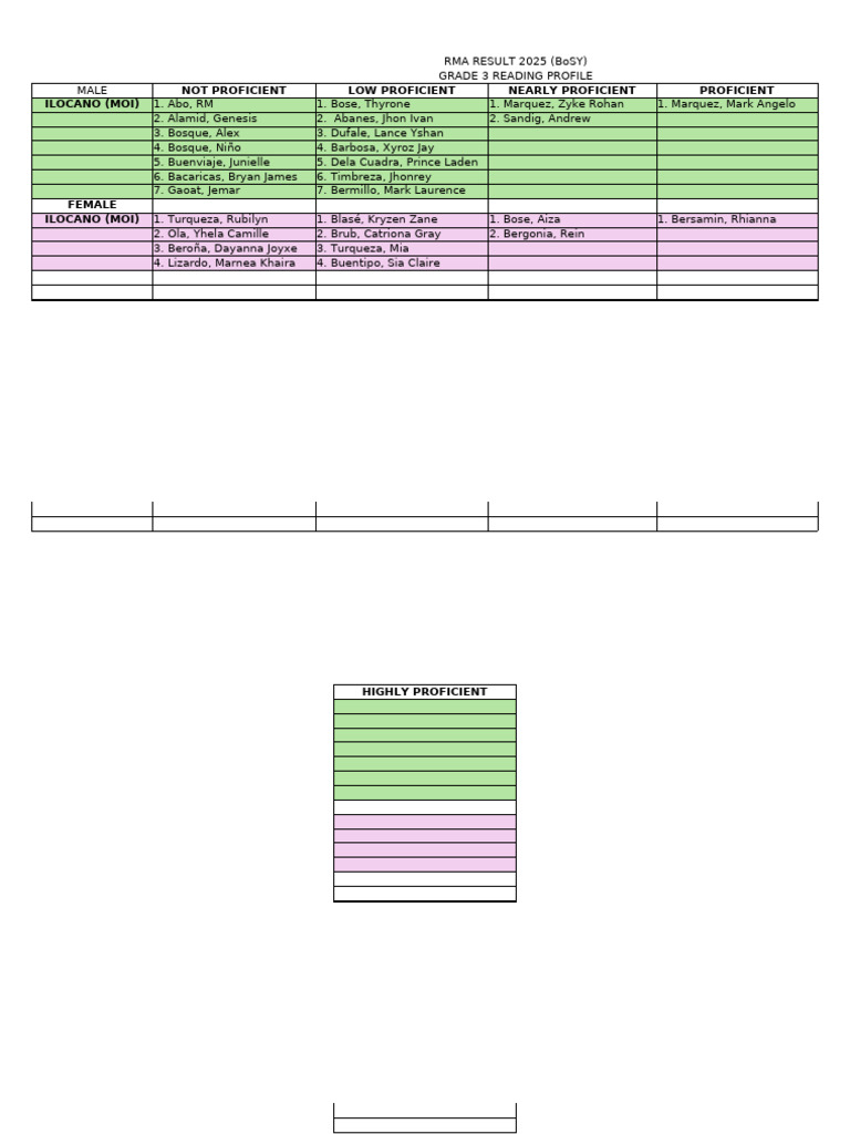 2025 RMA Grade 3 Reading Results | PDF