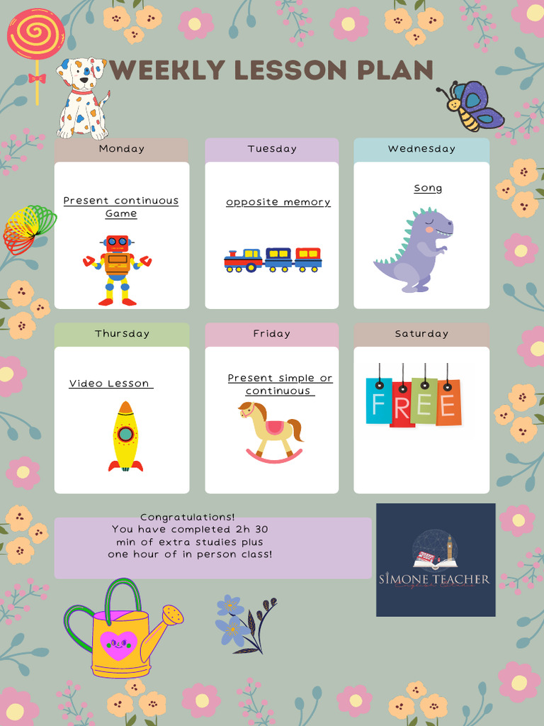 Weekly Lesson Plan: Monday Tuesday Wednesday | PDF