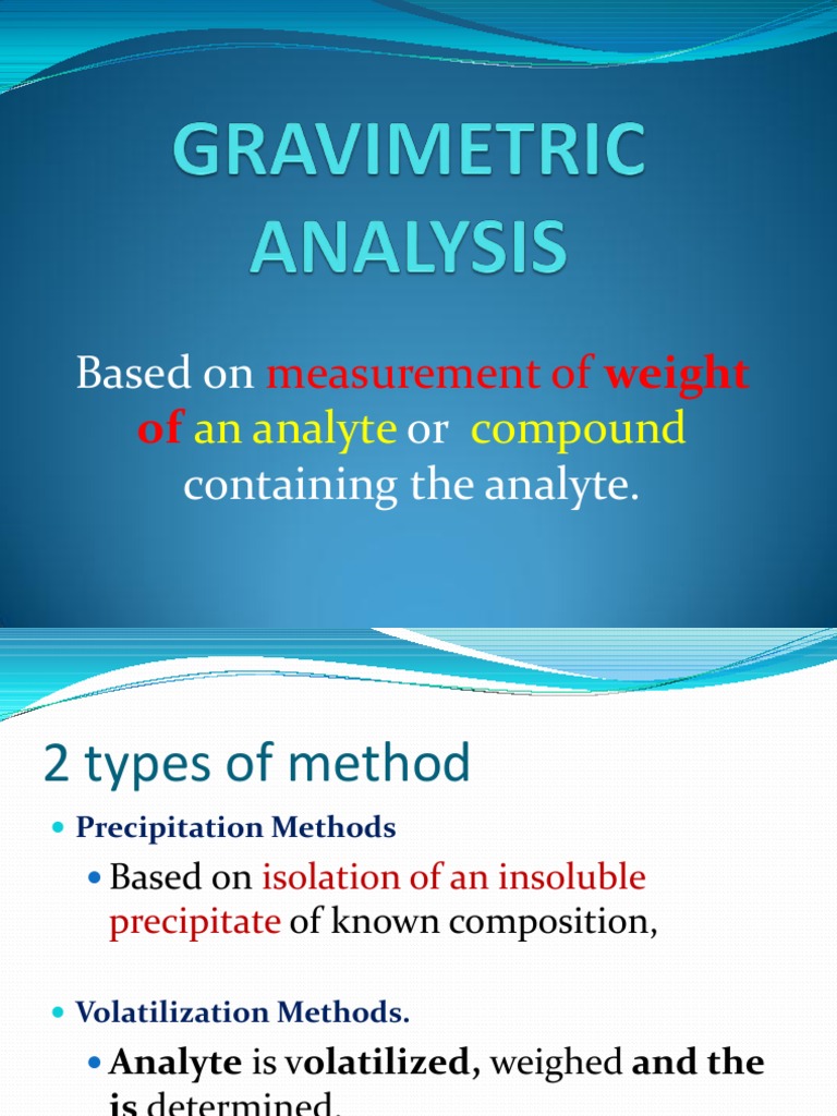 Gravimetric Analysis | PDF | Stoichiometry | Mole (Unit)