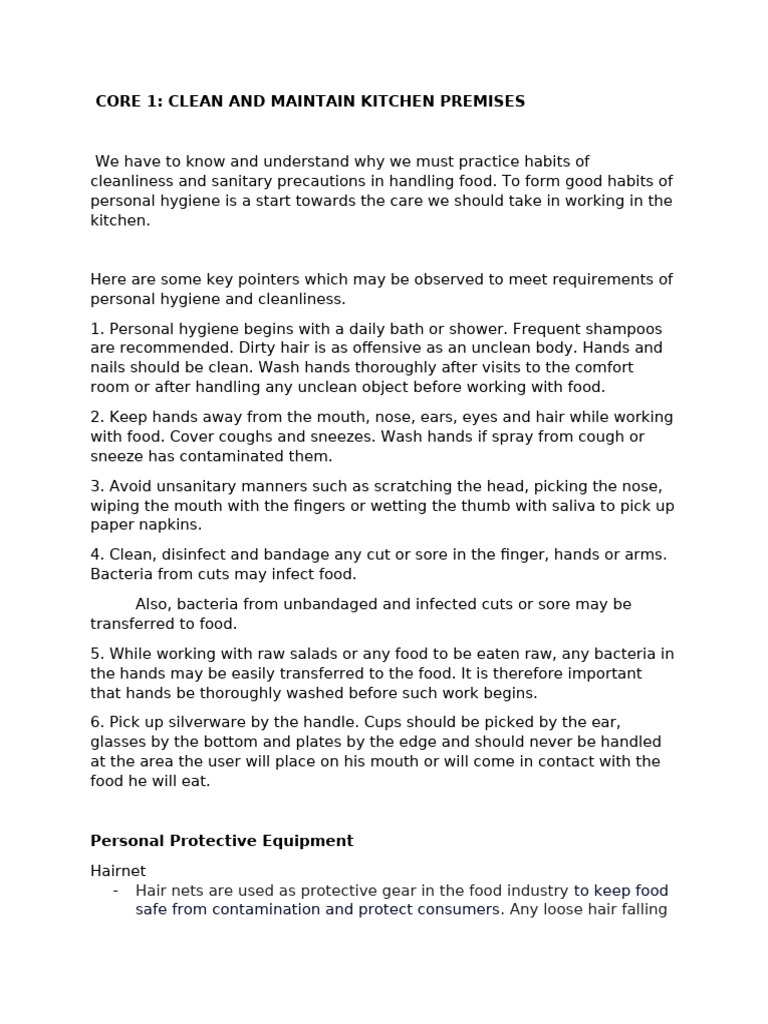 Kitchen Hygiene and Maintenance Guide | PDF | Hygiene