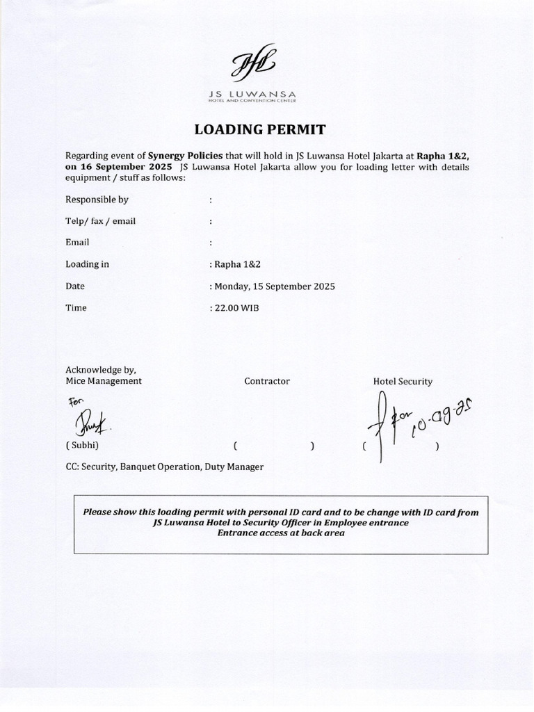 Loading Permit Synergy Policies On 16 Sept 2025 | PDF