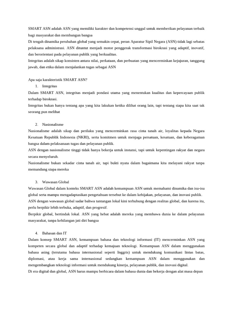 Karakteristik Utama SMART ASN | PDF