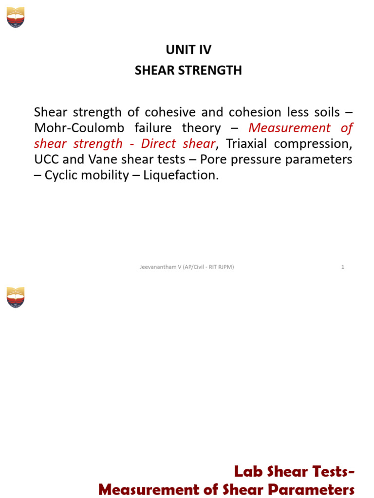 Shear Strength Testing Methods in Soils | PDF | Solid Mechanics | Soil