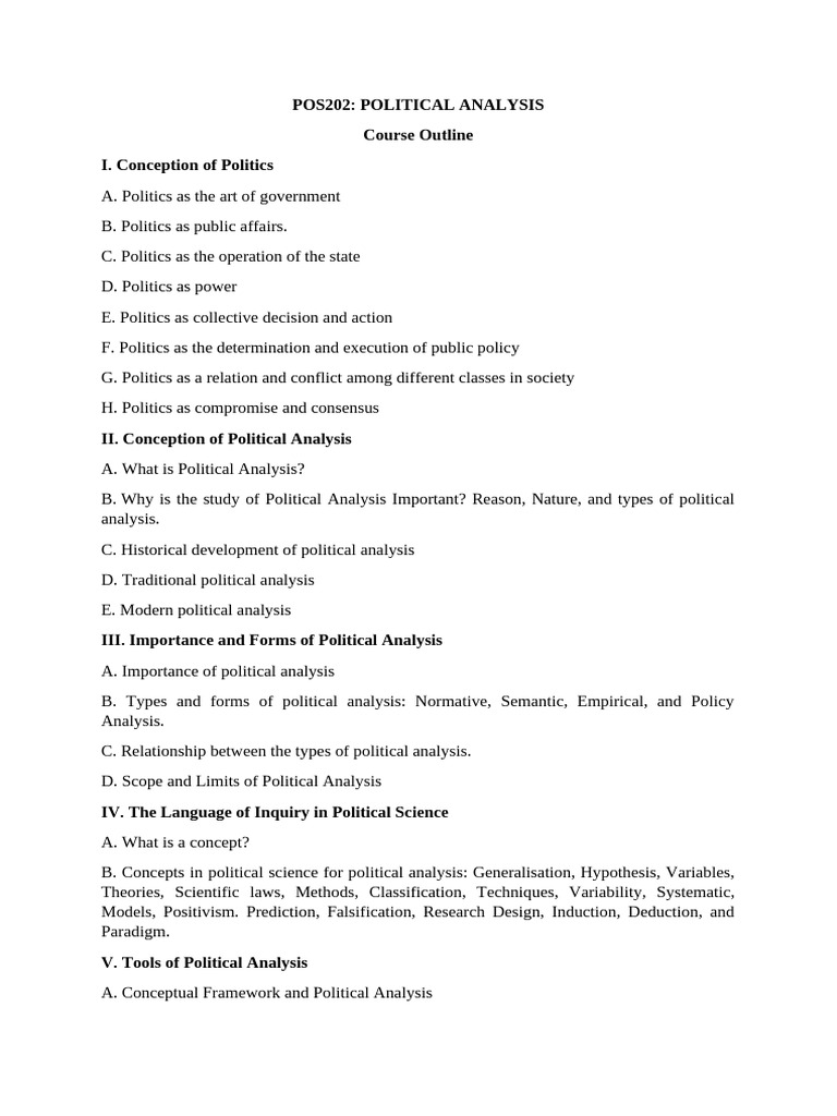Political Analysis Course Overview | PDF | Political Science | Science