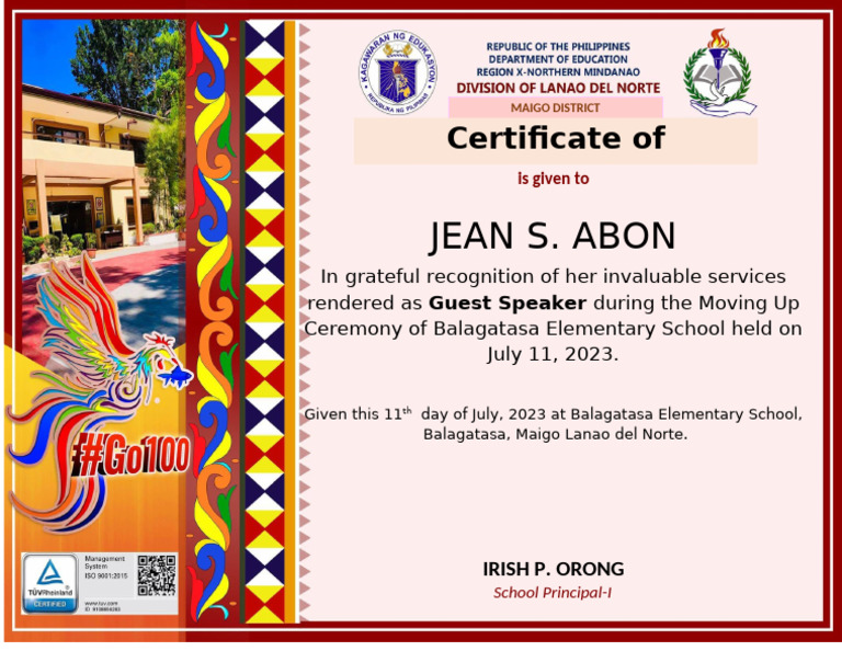 Certificate of Appreciation for Guest Speaker | PDF