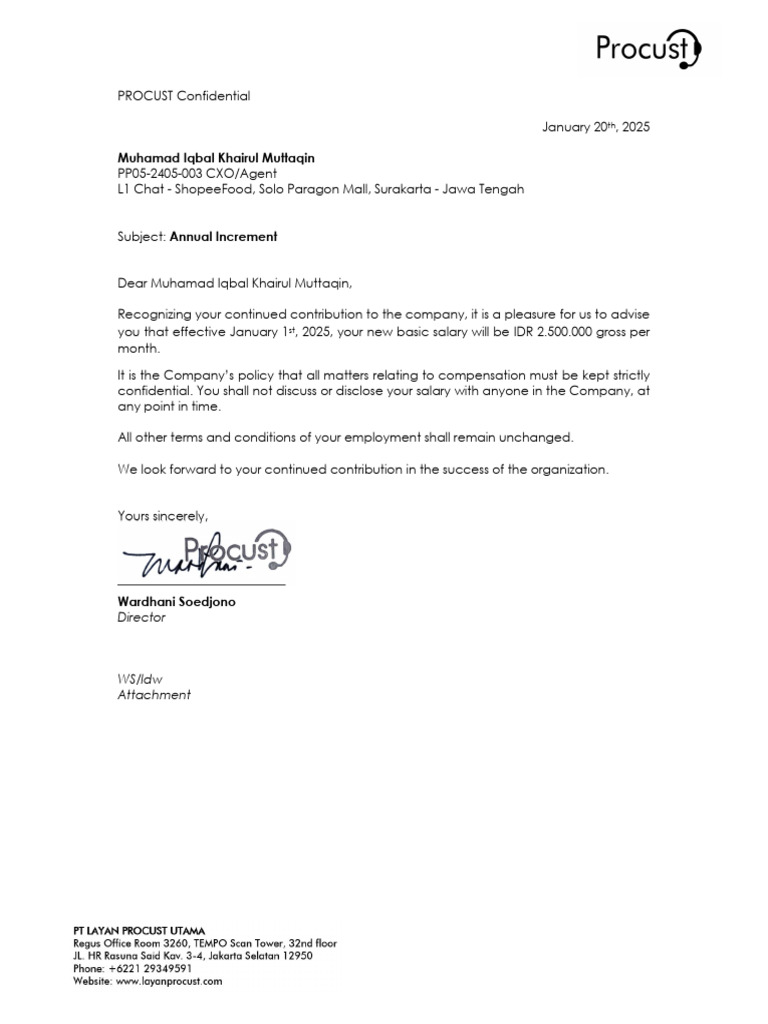 PP05-2405-003 - 2025 Annual Increment - Muhamad Iqbal Khairul Muttaqin | PDF