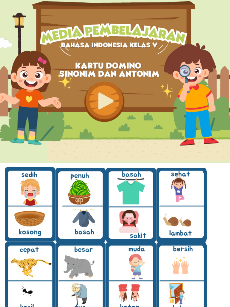 Media Kartu Domino Sinonim - Antonim (Dilengkapi LKPD) | PDF