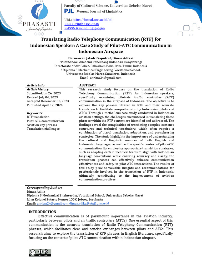 RTF Translation in Indonesian Aviation | PDF | Translations | Jargon