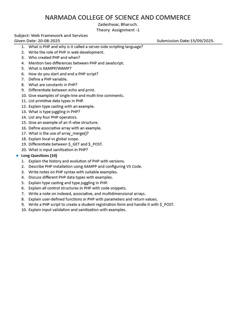 WFS Theory Assignment1 | PDF