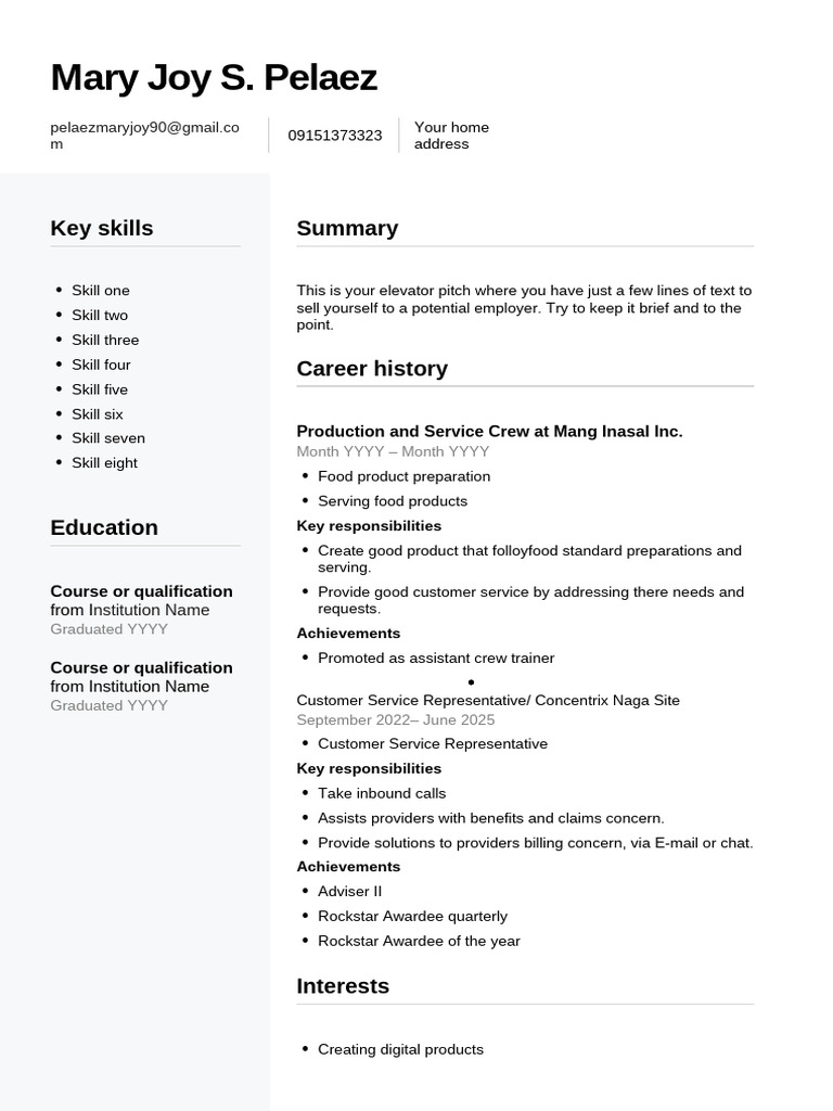 JobStreet Resume Template 3 | PDF