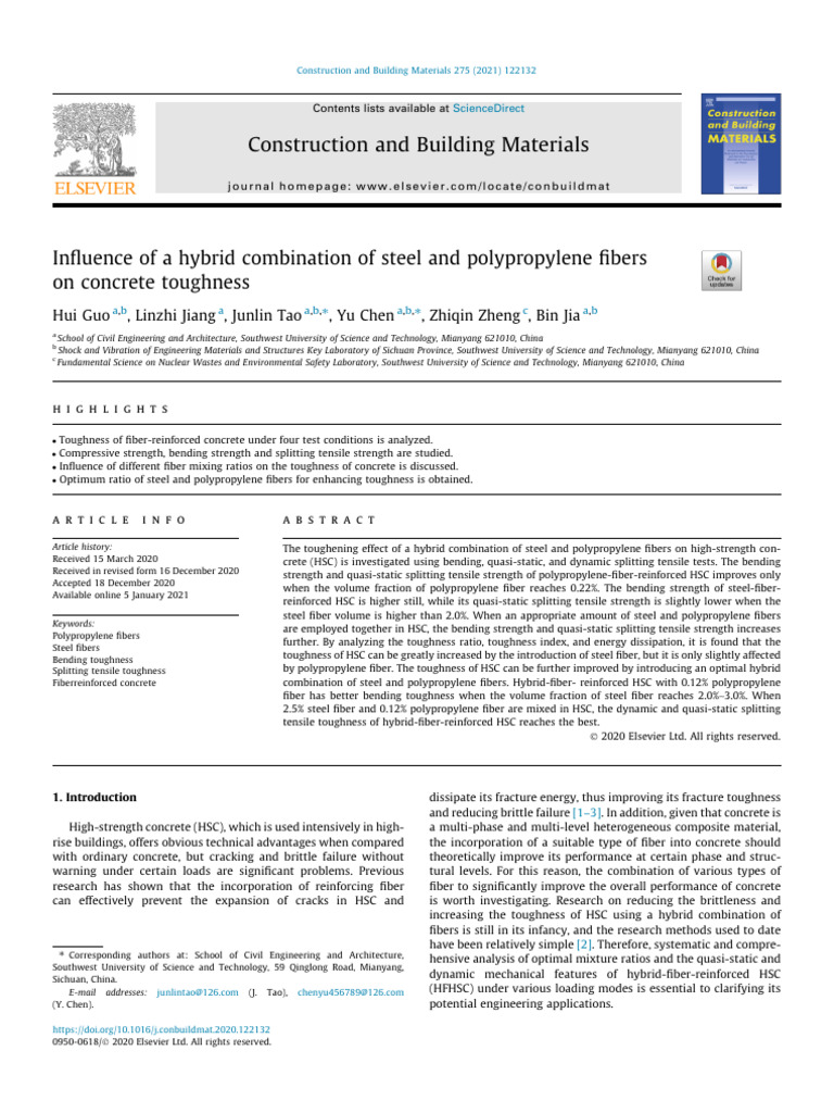 Influence of A Hybrid Combination of Steel and Polypropylene Fibers On ...