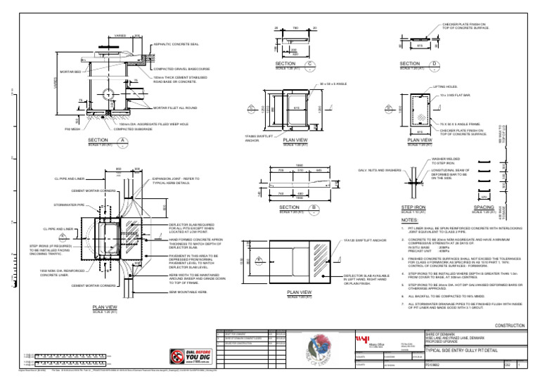 Typical Side Entry Gully Pit Detail | PDF | Concrete | Pipe (Fluid ...