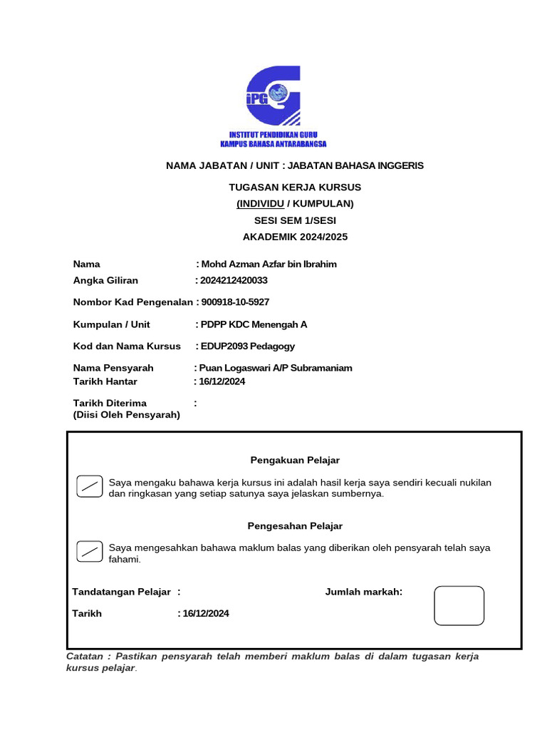 Edup2093 - Task 2 - Mohd Azman Azfar Bin Ibrahim | PDF