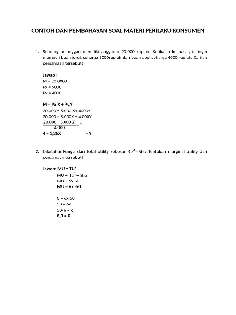 Contoh Soal Perilaku Konsumen | PDF