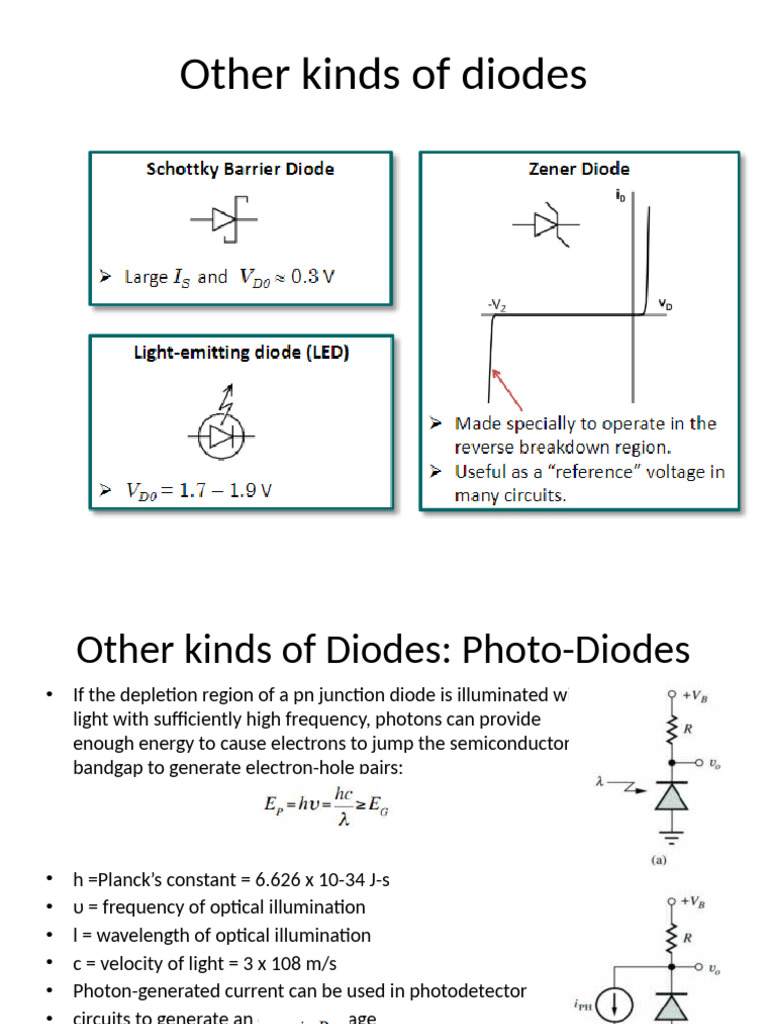 Types of Diodes: Photodiodes, LEDs, Solar Cells | PDF