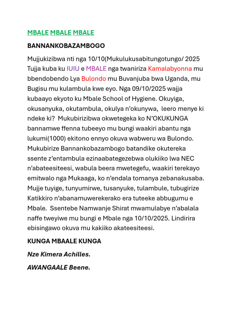 Mbale Tour | PDF