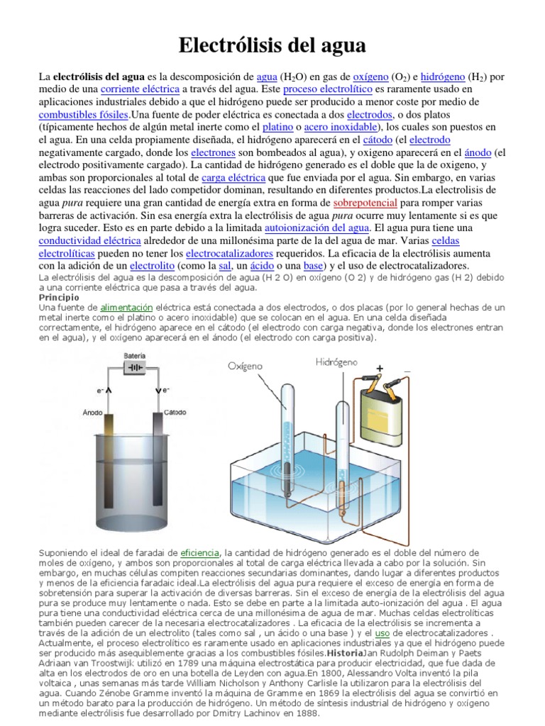 Electrólisis Del Agua | PDF | Electrodo | Hidrógeno