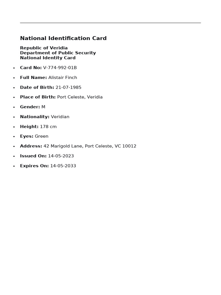 National Identification Card | PDF