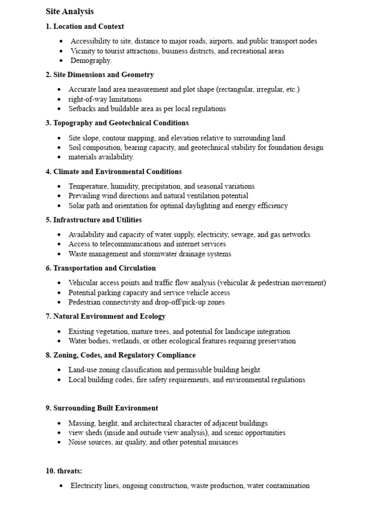 Site Analysis Checklist Overview | PDF