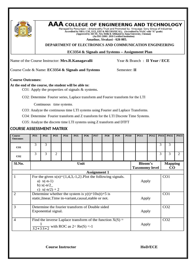 Assignment Plan REVISED | PDF | Algorithms | Signal Processing