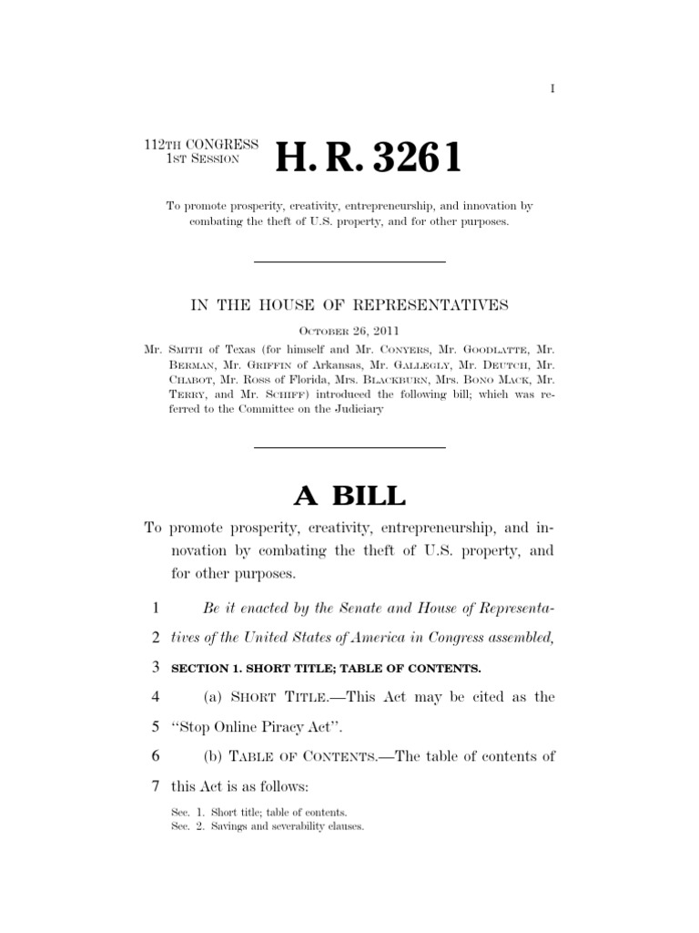 Sopa Bill From House | PDF | Domain Name | Service Of Process